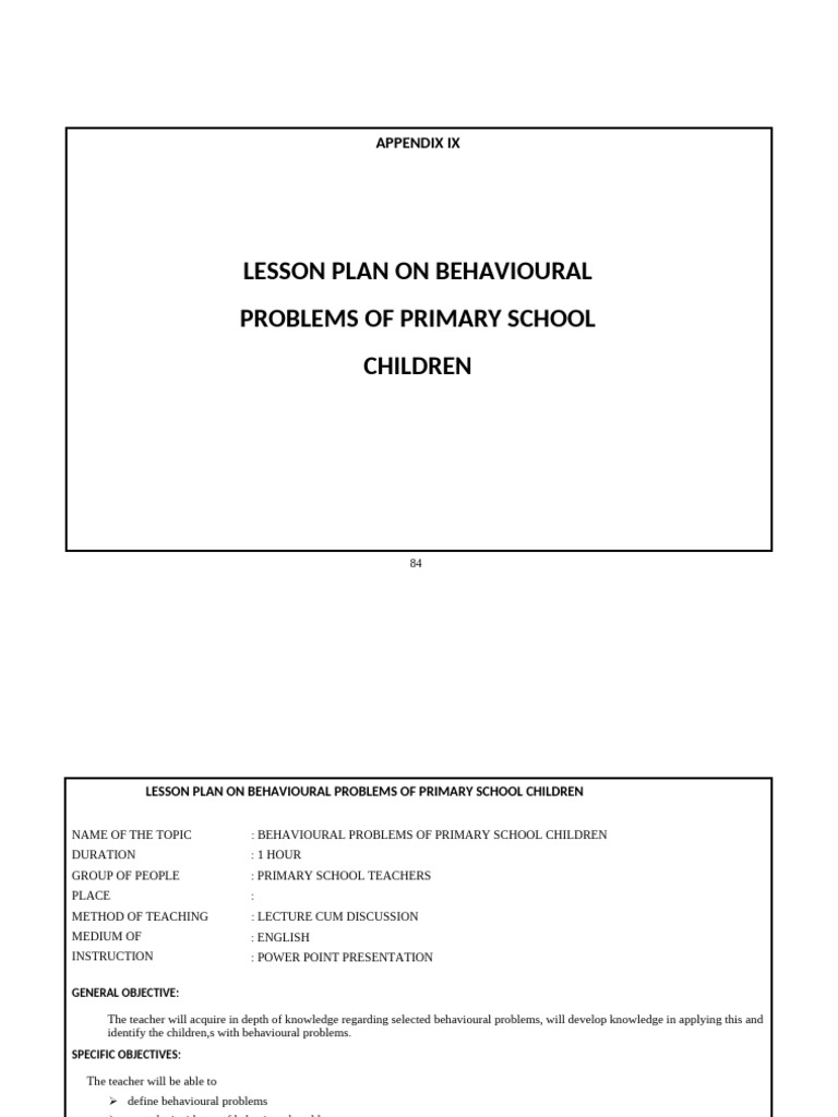 Lesson Plan On Behaviour Disorder | PDF | Attention Deficit ...