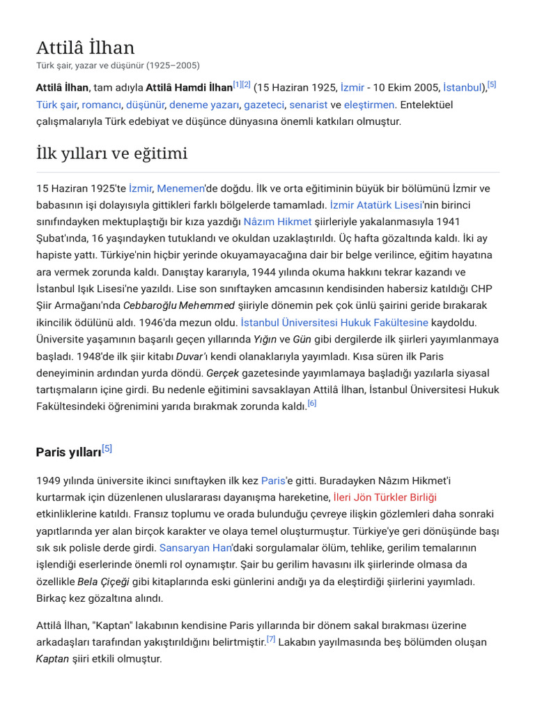 Attilâ İlhan - Vikipedi | PDF
