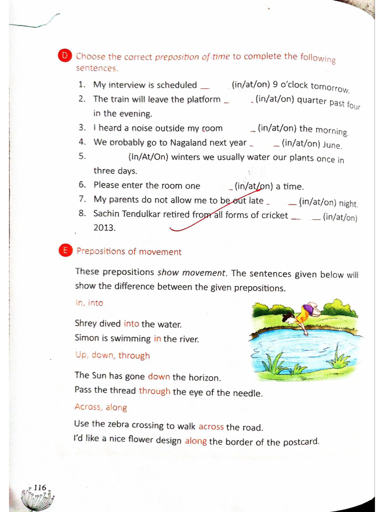 Preposition Class 5 | PDF