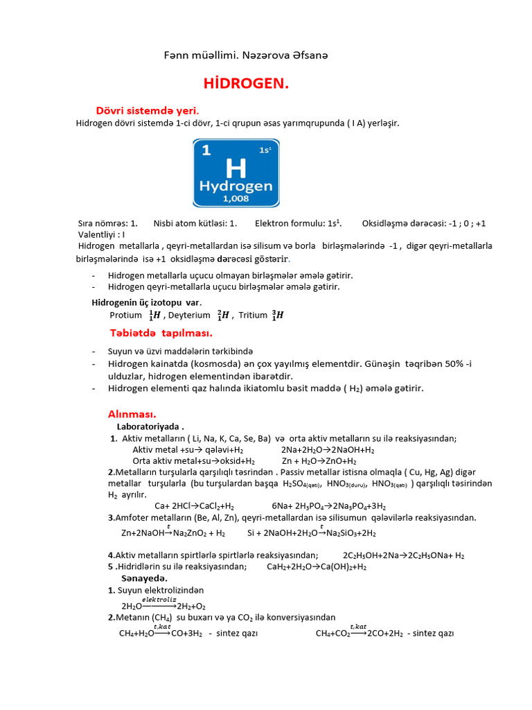 Hidrogen - Oksigen.su 124809 | PDF