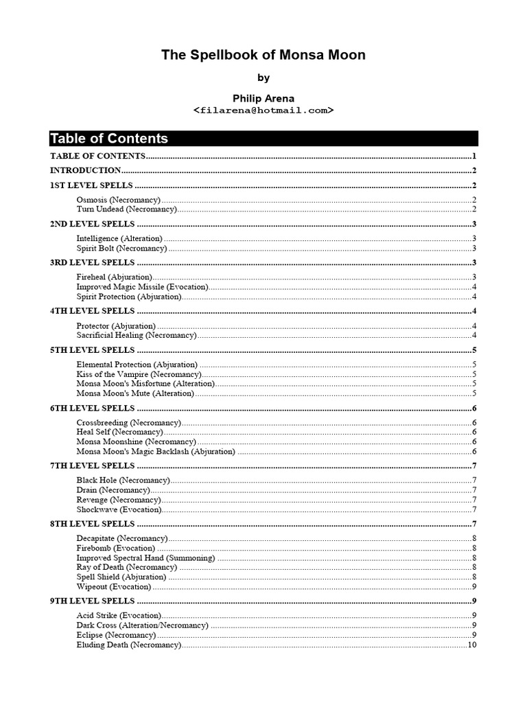 Spellbook - The Spellbook of Monsa Moon | PDF