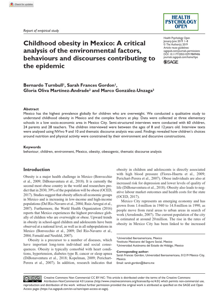 Childhood Obesity in Mexico A Critical A | PDF | Obesity | Childhood ...