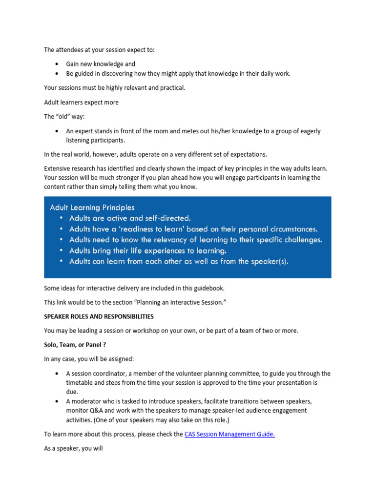 Engaging Adult Learners in Sessions | PDF