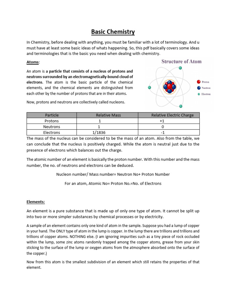 Intro to Basic Chemistry Concepts | PDF | Ion | Atoms