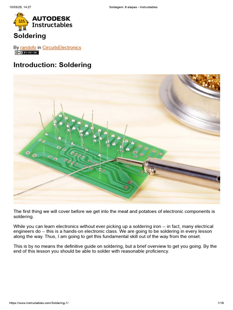 Soldagem - 8 Etapas - Instructables | PDF | Placa de circuito impresso ...