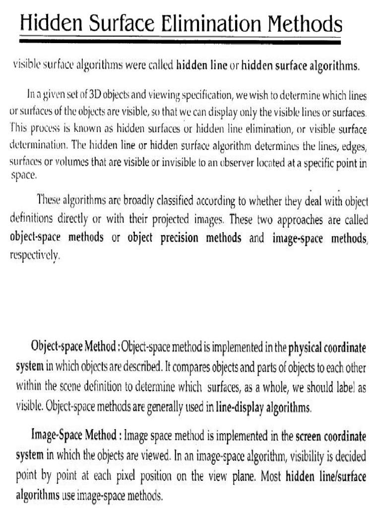 CG Module 6 Hidden Surface Elimination Methods | PDF