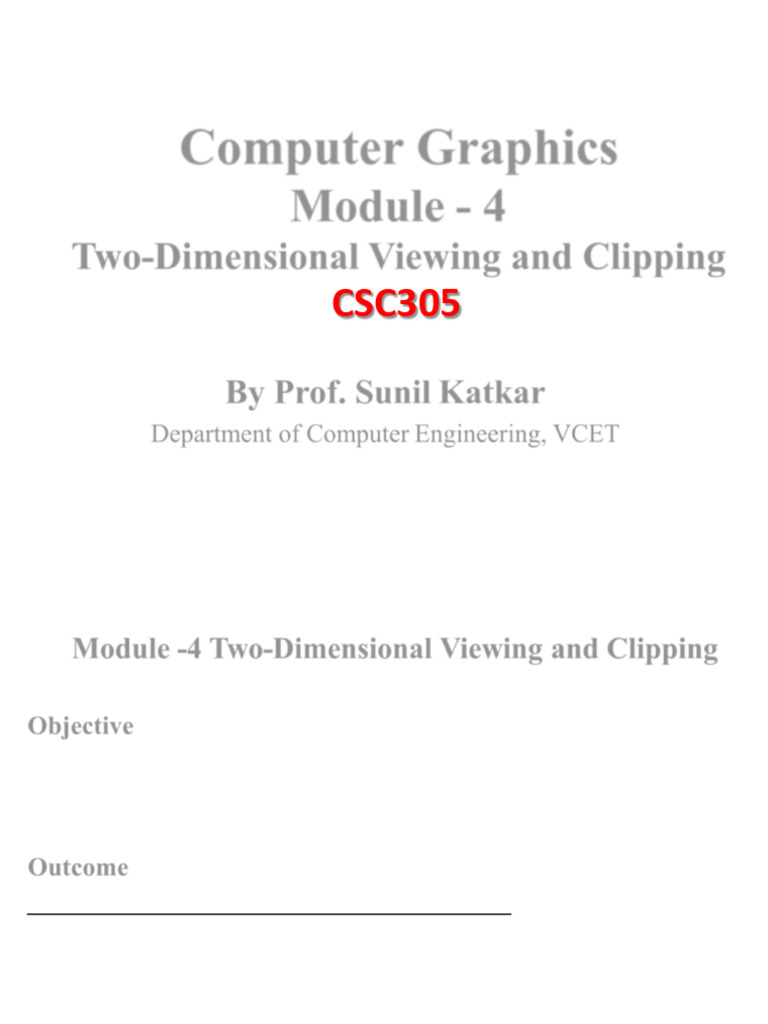 CG Module 4 2D Viewing and Clipping | PDF | 2 D Computer Graphics | Computer Graphics