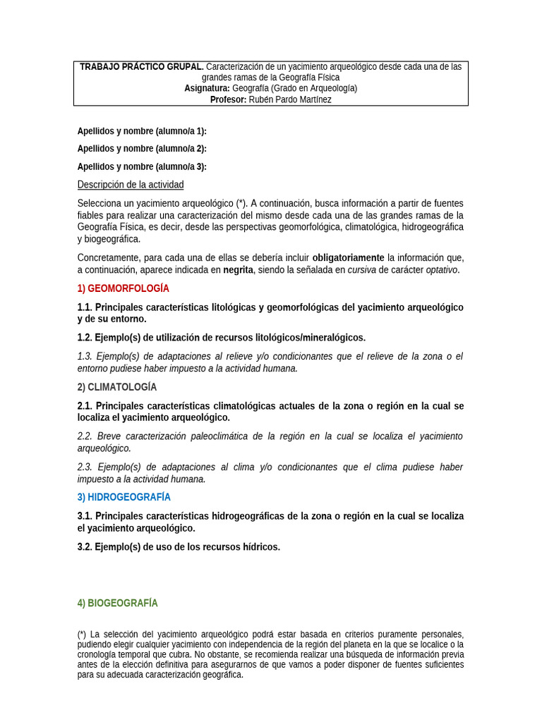 Trabajo prÃ¡ctico grupal (contenidos, formato y entrega) | PDF | Geografía Física | Ciencias ...