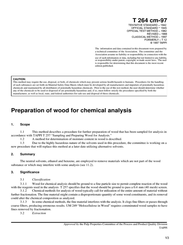 Tappi T264 CM 97 | PDF | Ethanol | Water