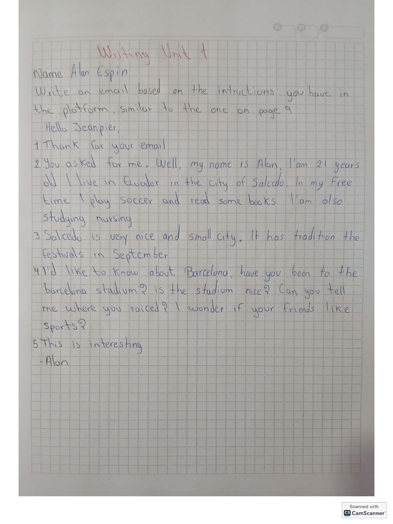 Writing Unit 1 | PDF