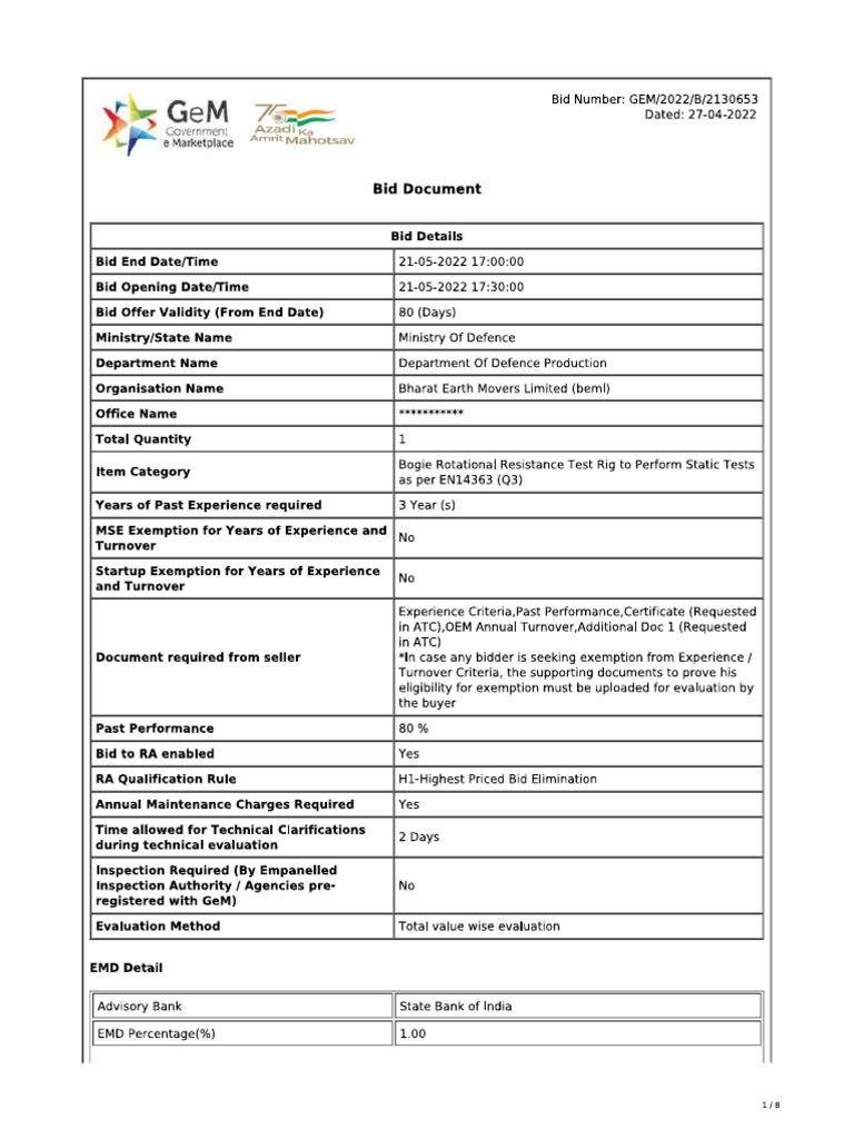 Gem Tender Document | PDF