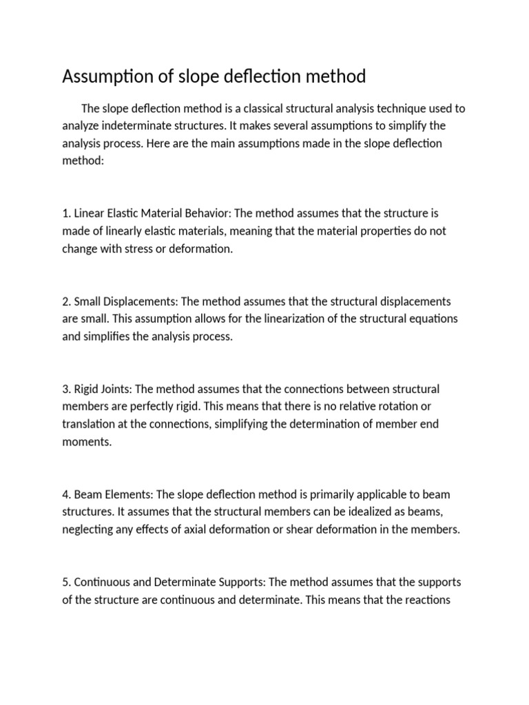 Assumption of slope deflection method | PDF | Beam (Structure) | Structural Analysis