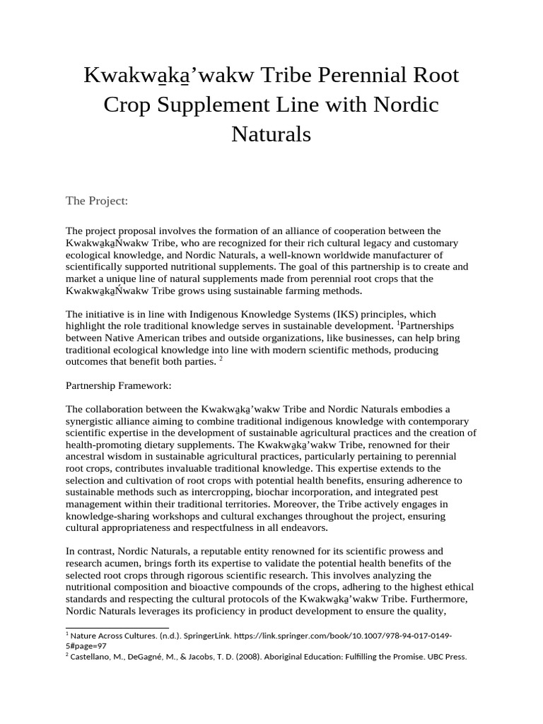 Kwakwa Ka Wakw Tribe Collabration With Nordic Naturals | PDF ...