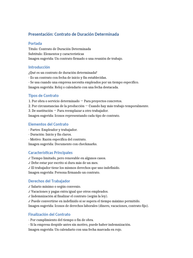 Presentación Contrato Duración Determinada | PDF