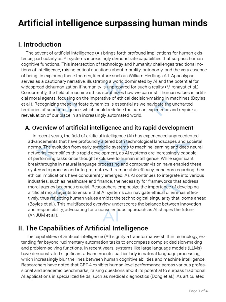 AI Surpassing Human Intelligence: Impacts | PDF | Artificial ...