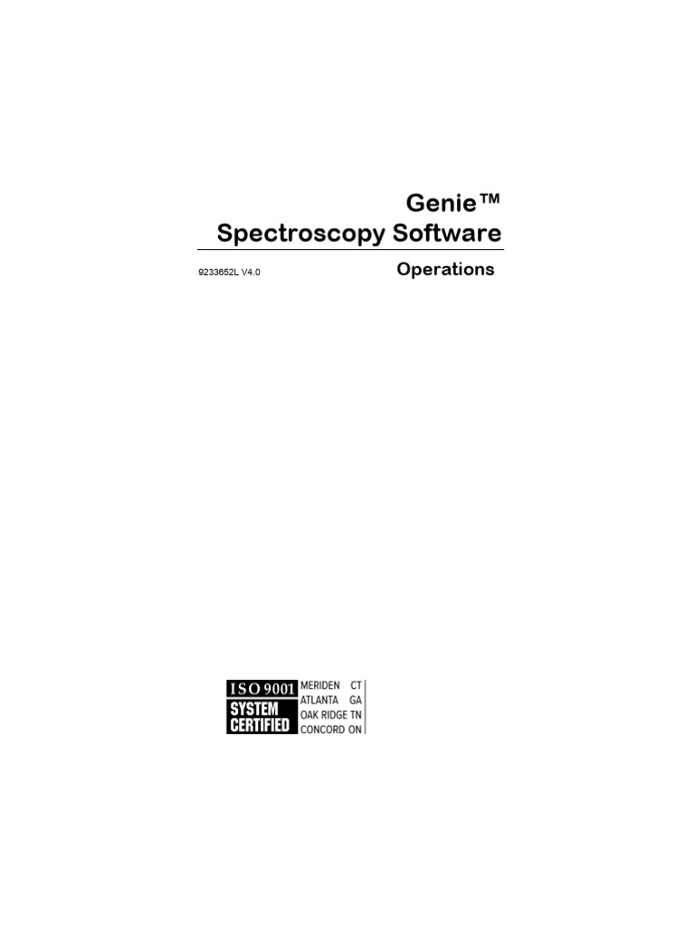 9233652L Genie V4.0 Operations Manual | PDF | Computer File | Spectroscopy