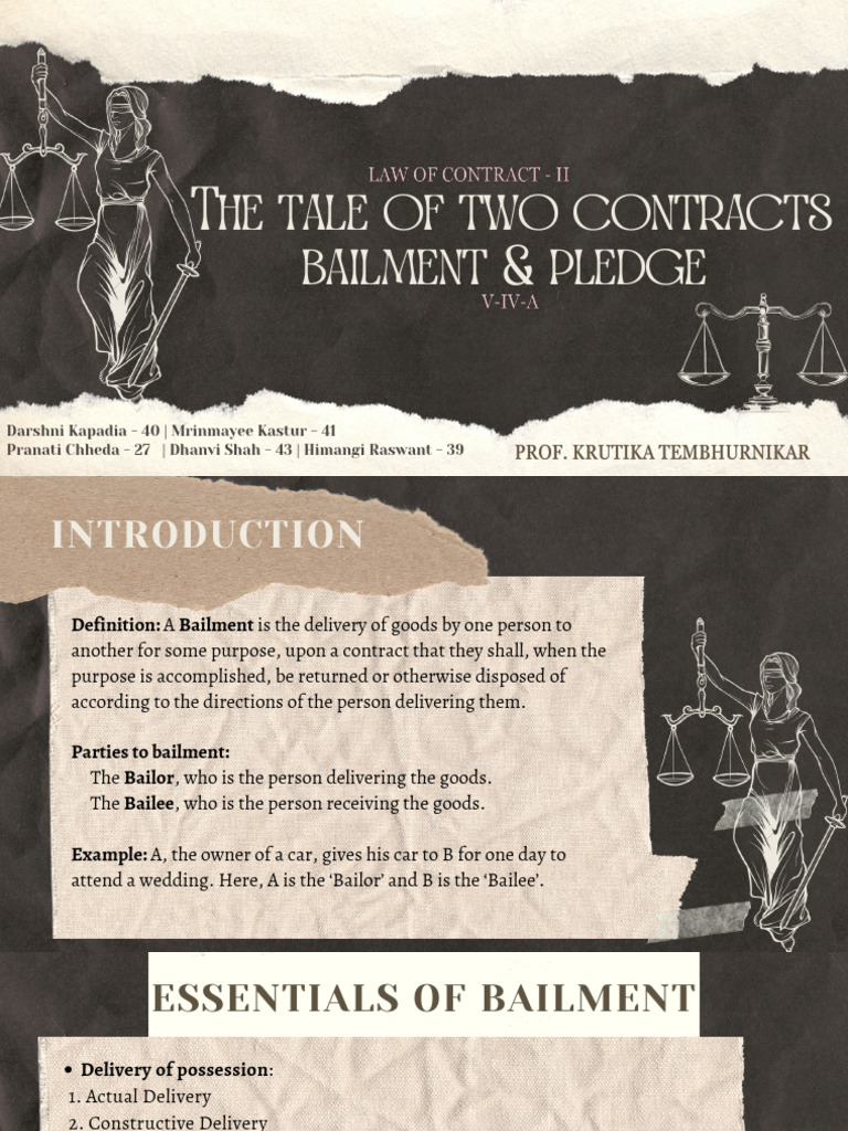 Bailment and Pledge - Contract II Assignment | PDF | Legal Liability ...