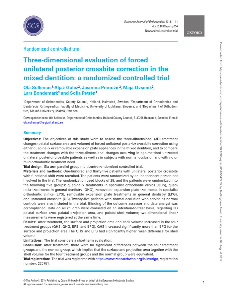 Three-Dimensional Evaluation Sollenius PM | PDF | Orthodontics ...