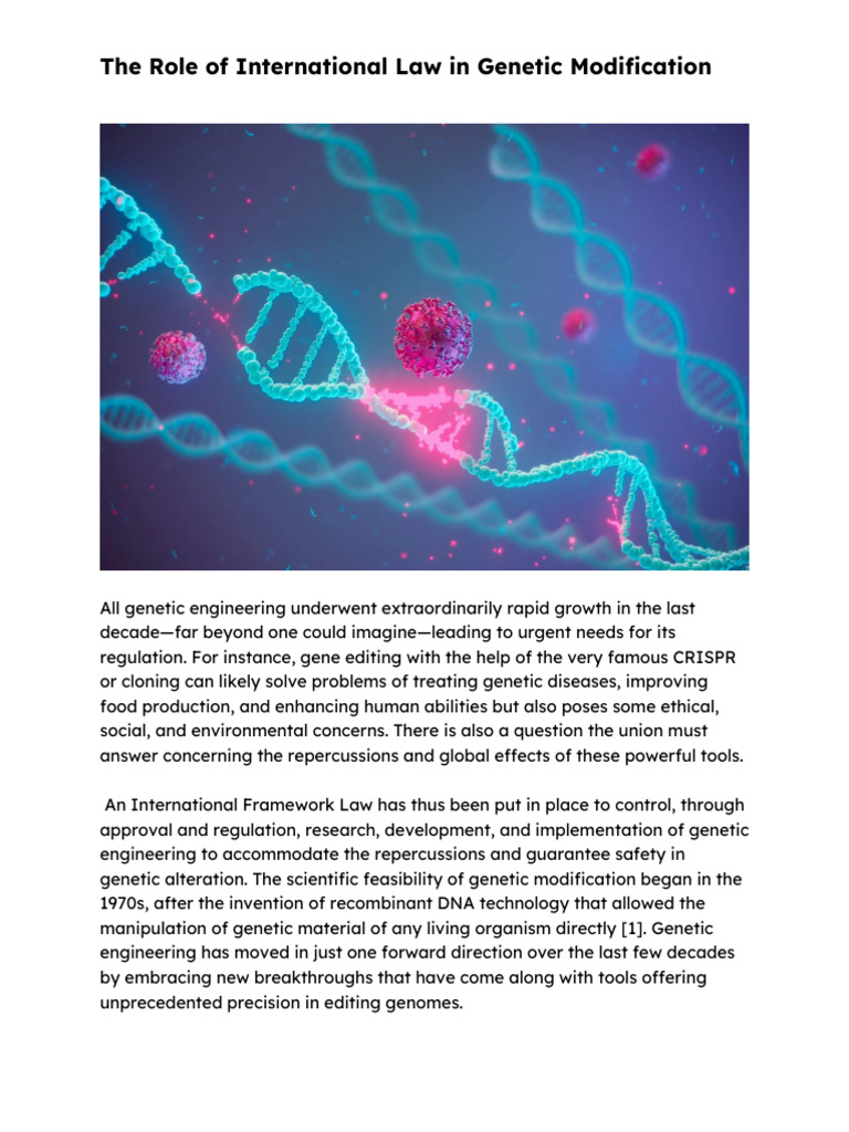 The Role of International Law in Genetic Modification. | PDF | Genetic Engineering | Genetics