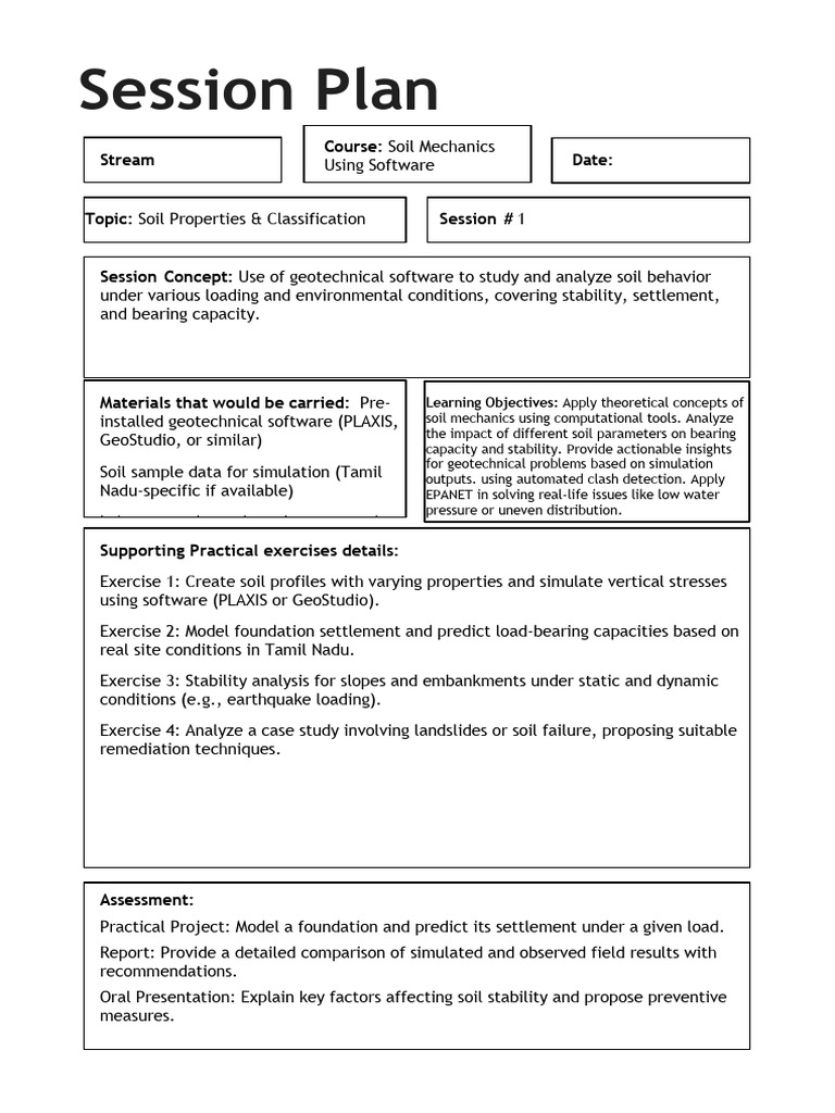 Session Plan - SOIL MECHANICS USING SOFTWARE | PDF | Deep Foundation ...