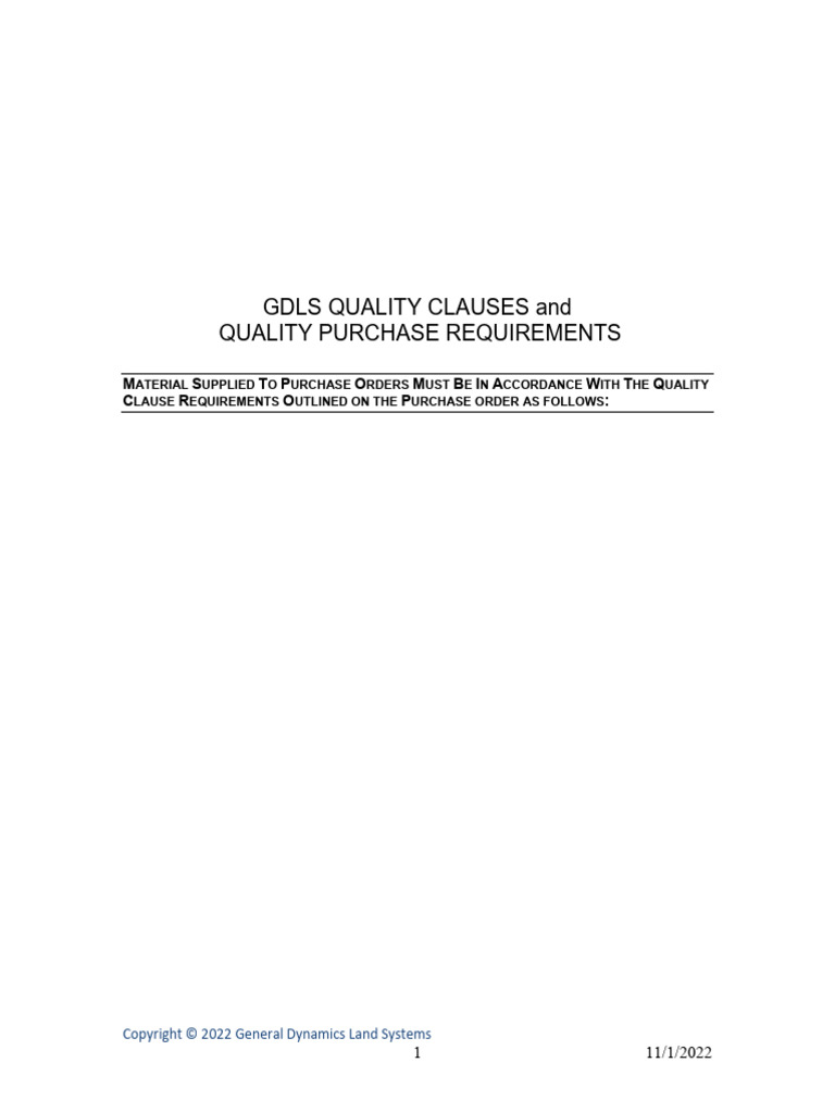GDLS Quality Clauses Overview | PDF | Specification (Technical Standard ...