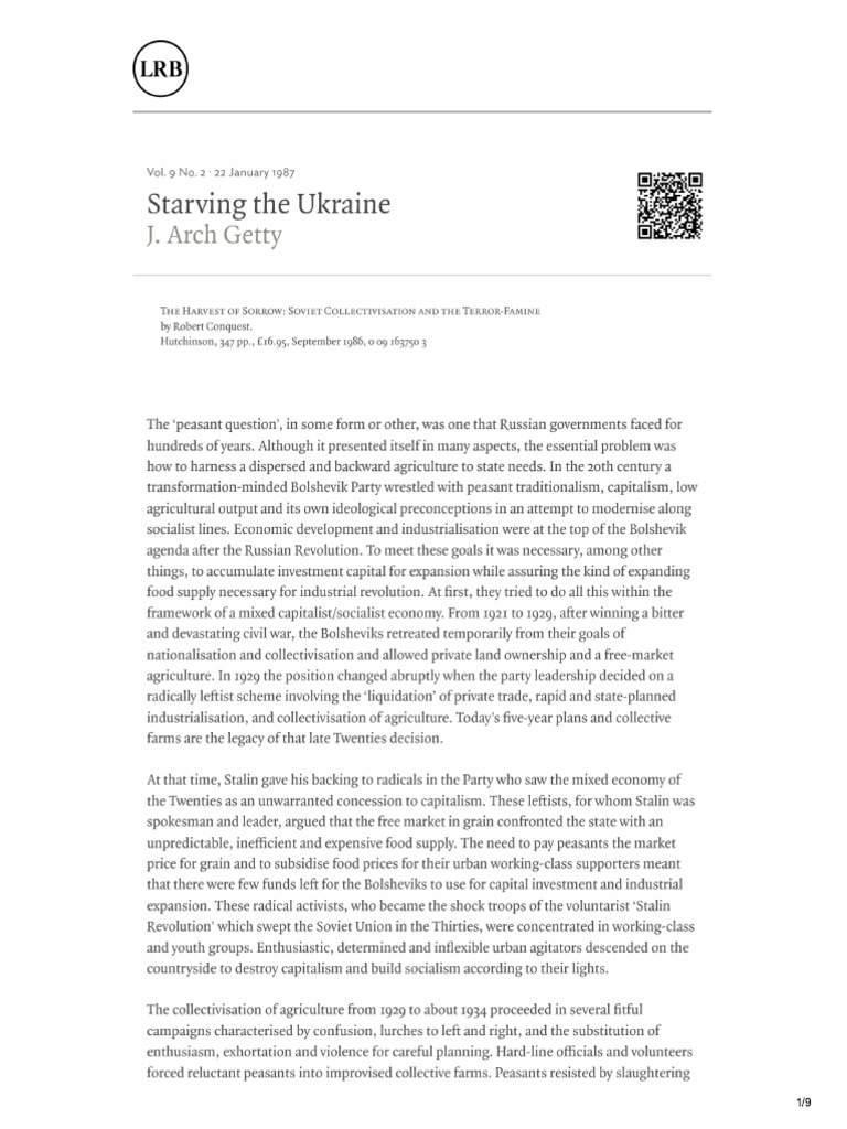 Artigo - J. Arch Getty - Starving The Ukraine | PDF