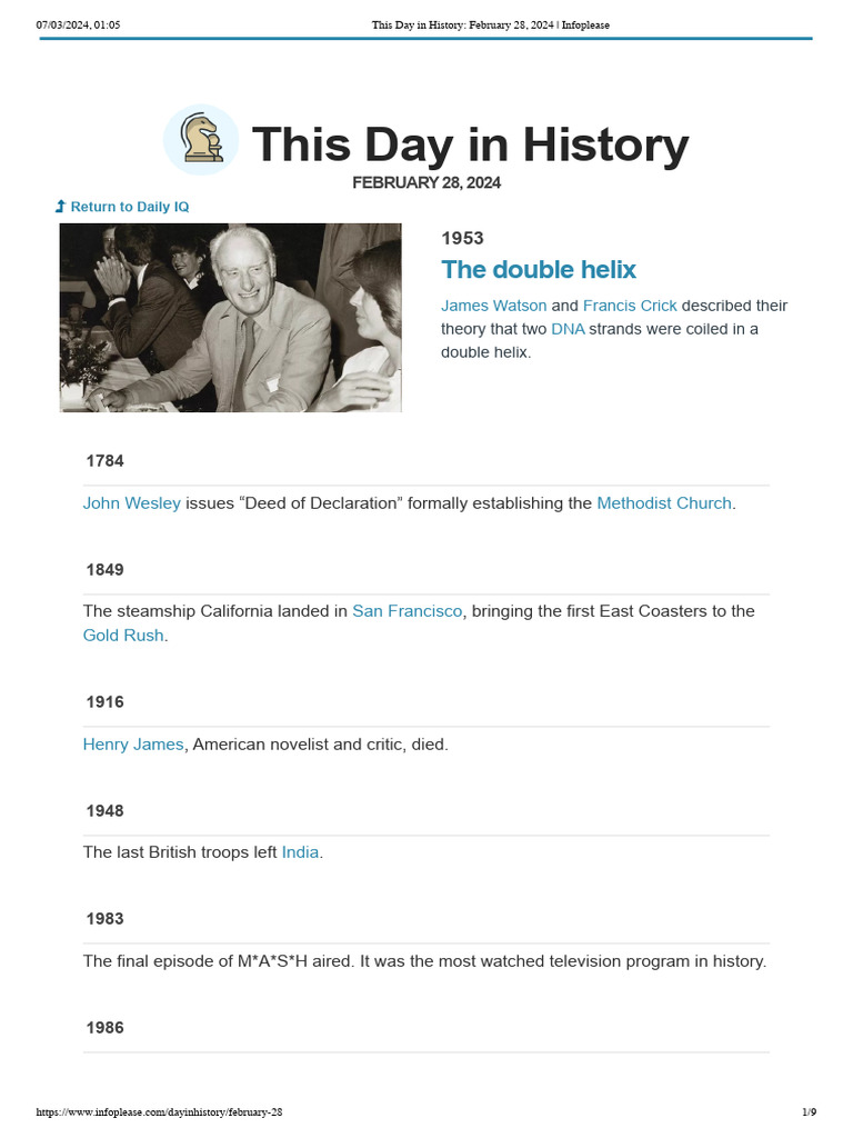 This Day in History - February 28, 2024 - Infoplease | PDF