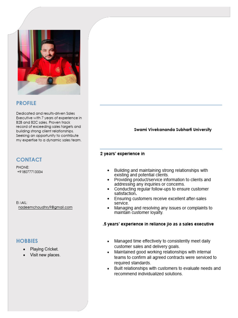 Nadeem aHAMad New Resume PDF | PDF | Sales | Communication