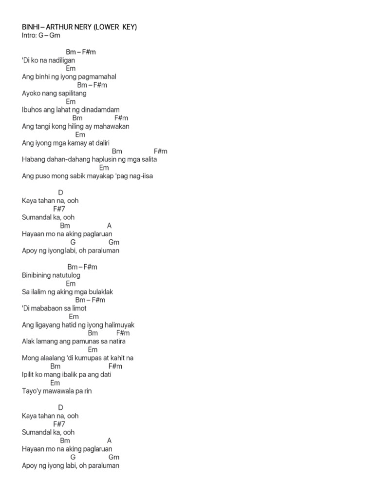 Arthur Nery - Binhi (Lower Key) | PDF