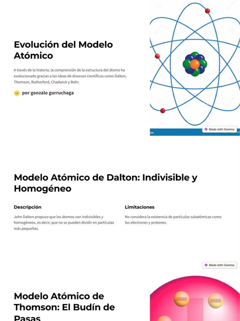 Evolucion Del Modelo Atomico | PDF | Átomos | Núcleo atómico