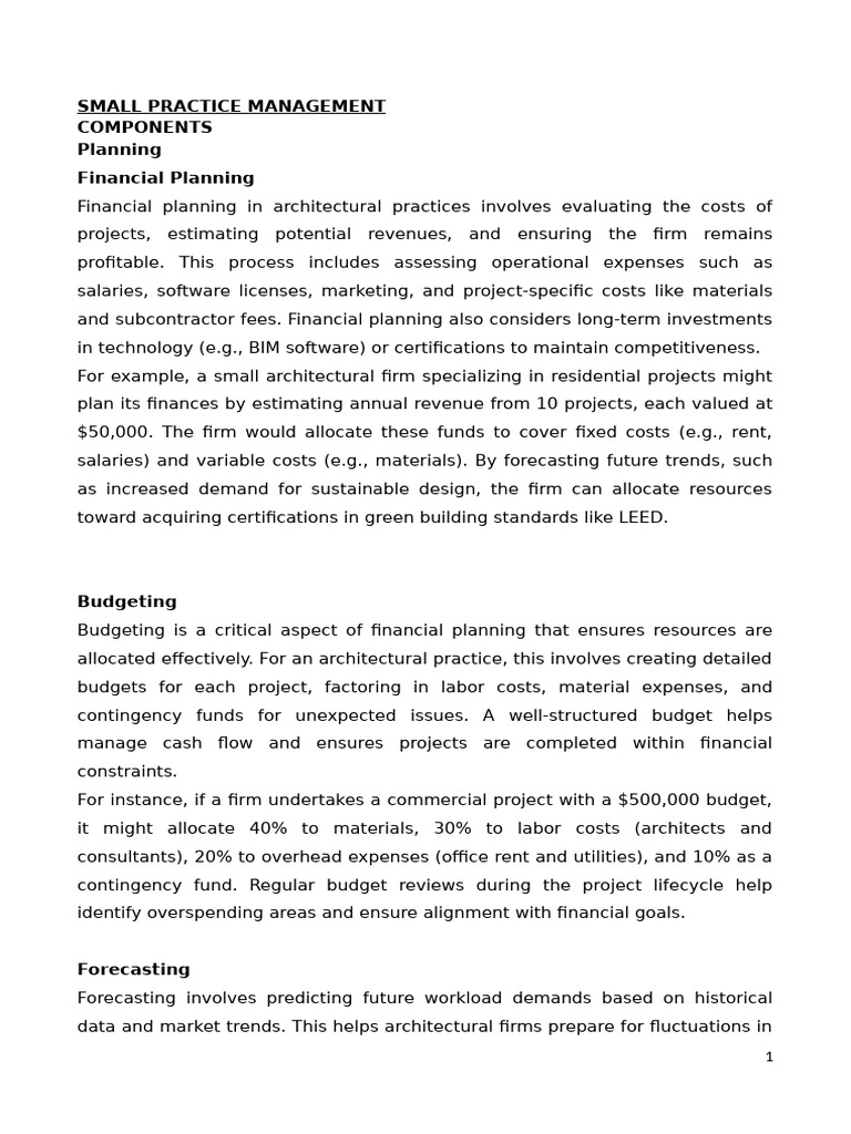 Small Architectural Practice Management | PDF | Expense | Risk Management