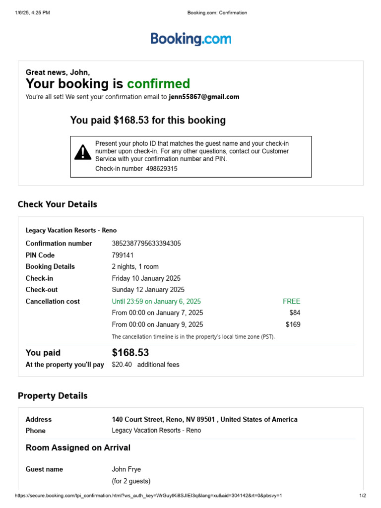 Booking.com Confirmation | PDF | Booking.Com | Payments