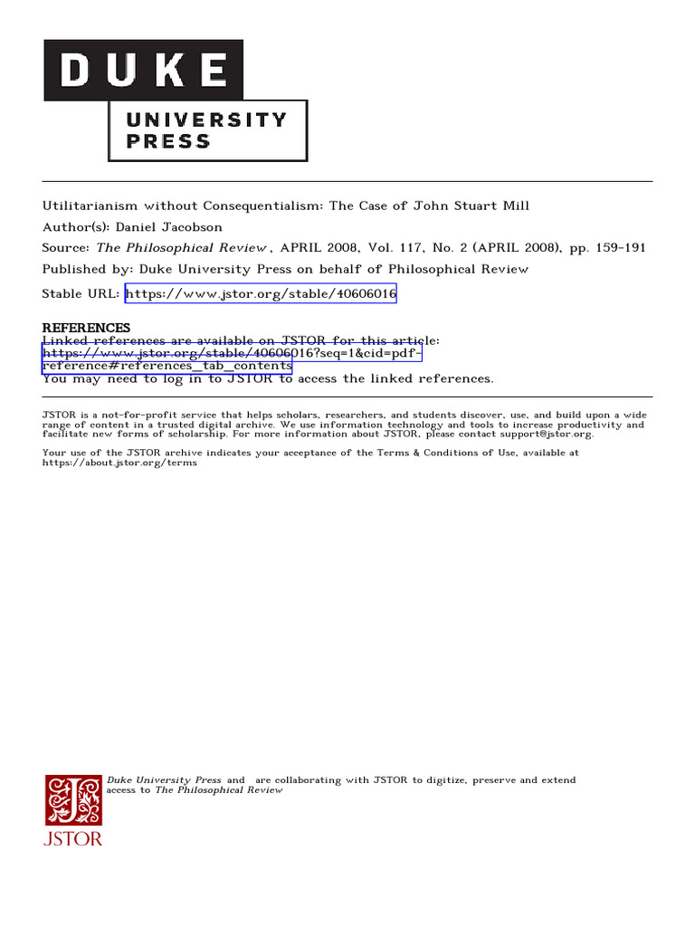 Mill's Utilitarianism vs. Consequentialism | PDF | Utilitarianism ...