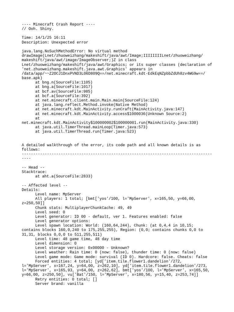 Crash 2025 01 14 - 16.11.31 Client | PDF | Java (Programming Language) | Software Engineering