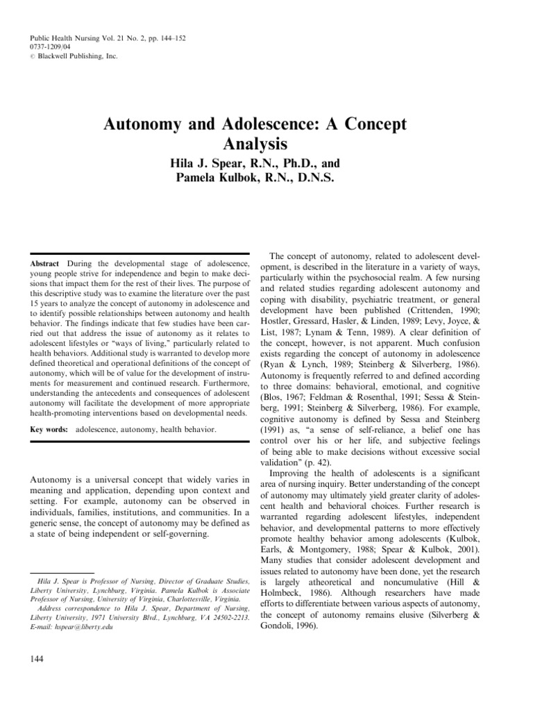 Autonomy and adolescence | PDF | Autonomy | Adolescence