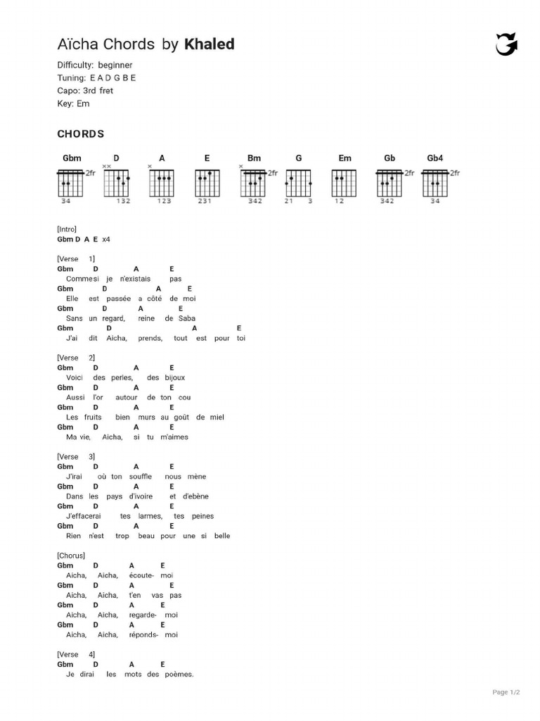 Aïcha Chords | PDF