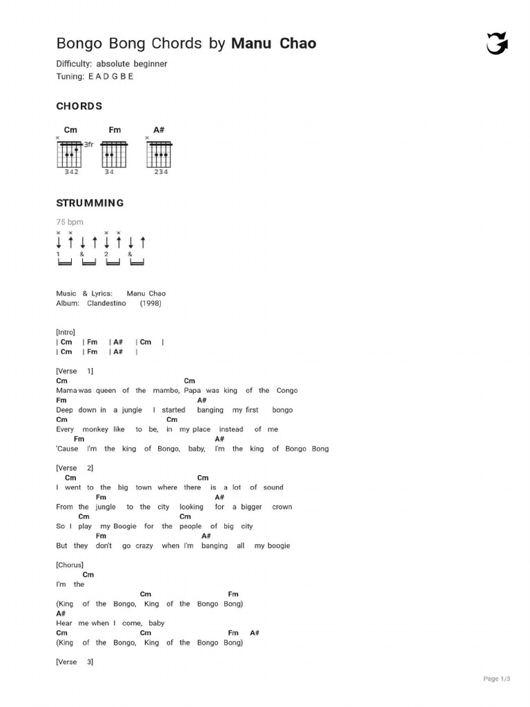 bongo bong chords | PDF
