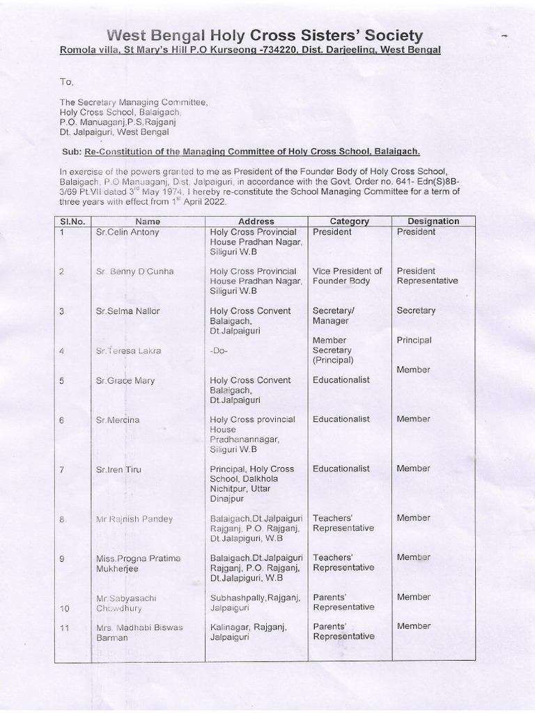 List of School Management Committee | PDF