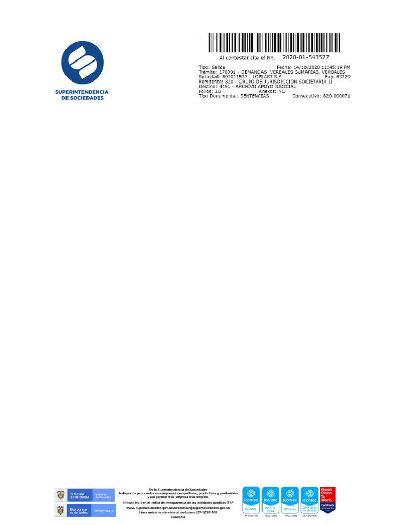 Proceso Judicial Polylon S.A. vs Loplast S.A.S. | PDF | Compartir ...