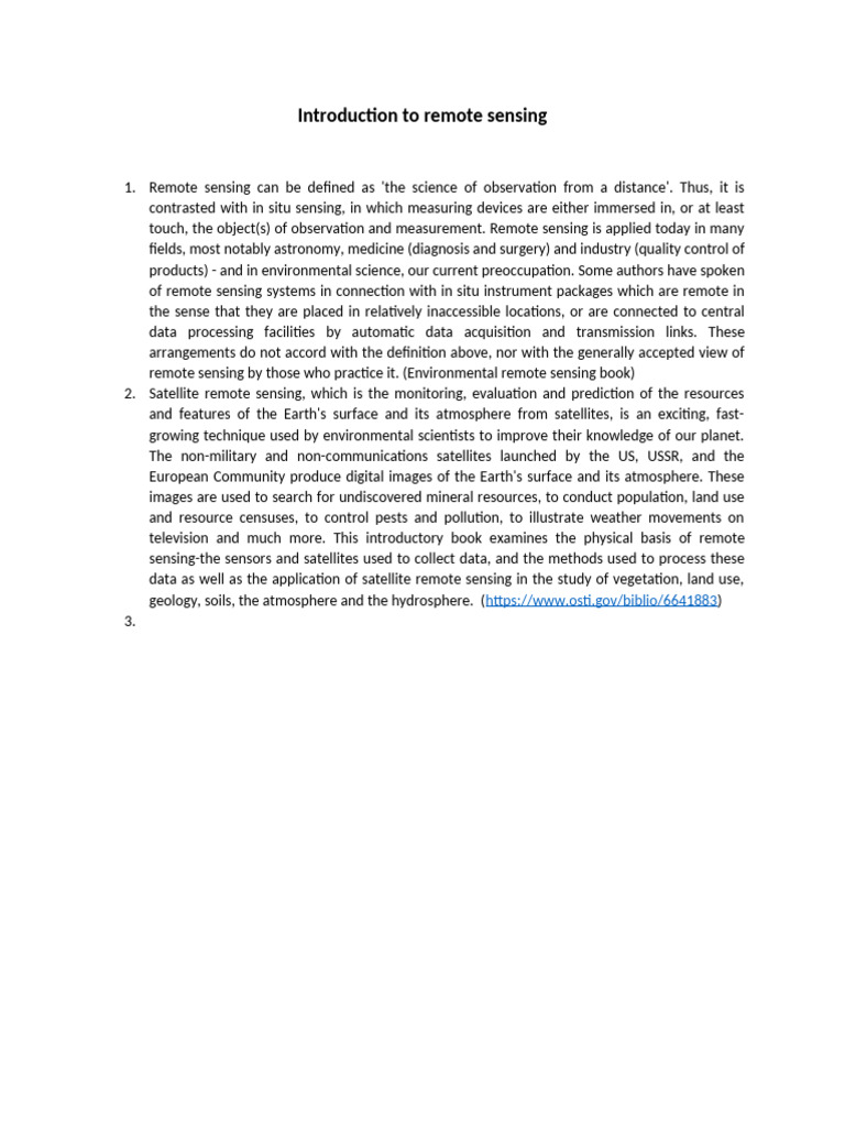 Remote Sensing Introduction | PDF