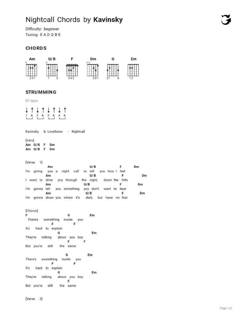 Nightcall Chords | PDF