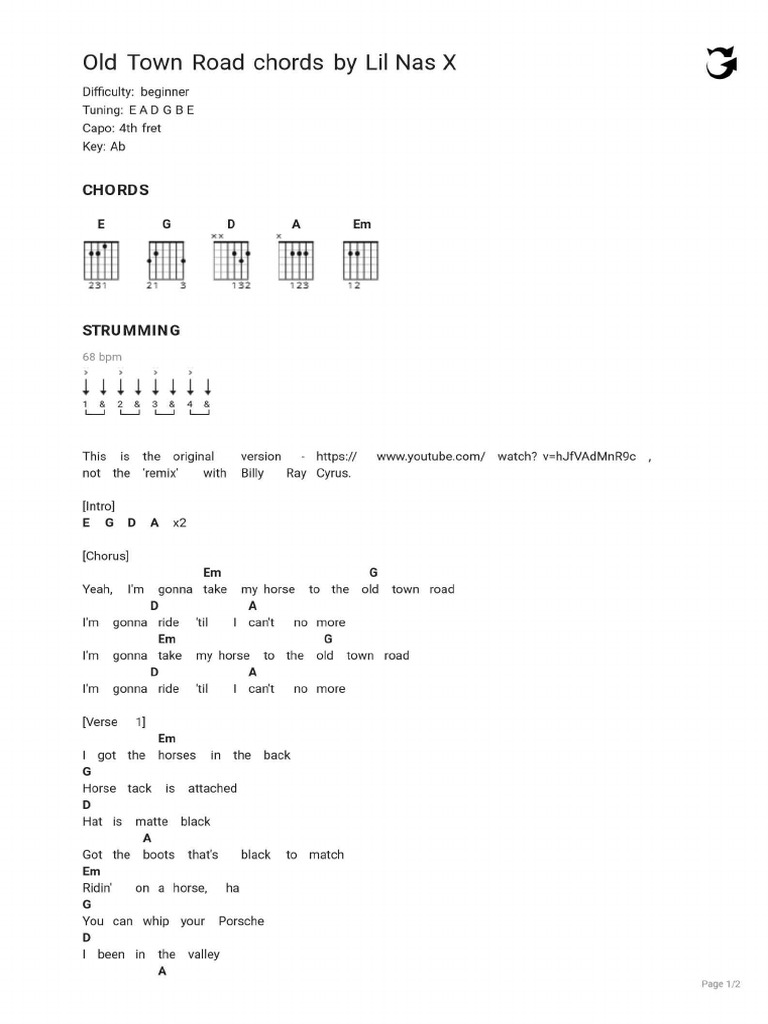 Old Town Road Chords | PDF