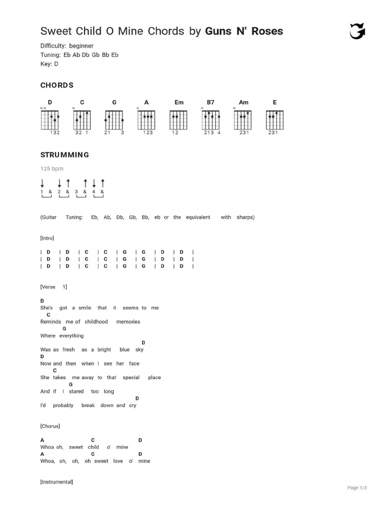 Sweet Child o Mine Chords | PDF