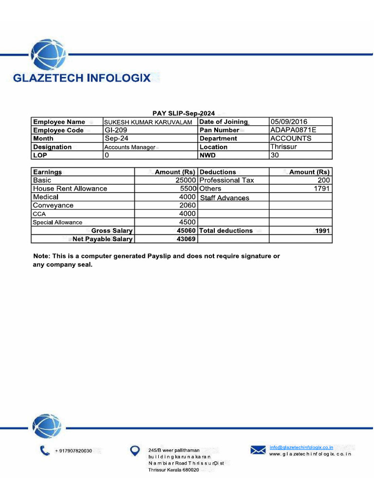 Sukesh Payslip | PDF