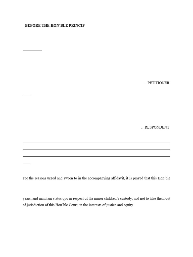 Sample Custody Application | PDF | Child Custody | Affidavit