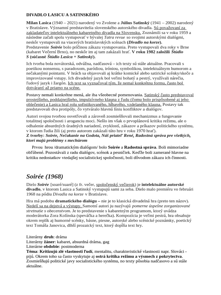 Lasica A Satinský - Soireé | PDF