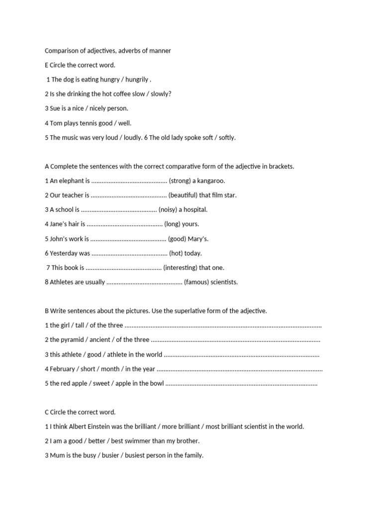 Comparison of Adjectives1 | PDF | Adverb | Adjective