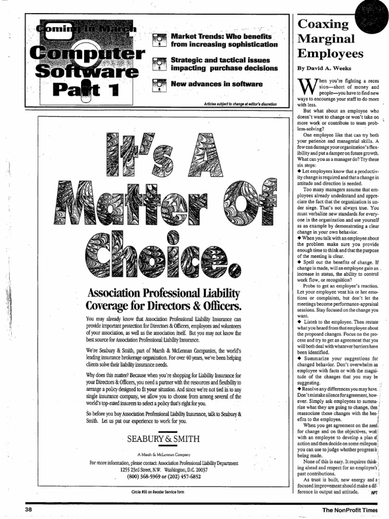 Coaxing Marginal Employees. Weeks. The NonProfit TImes. | PDF