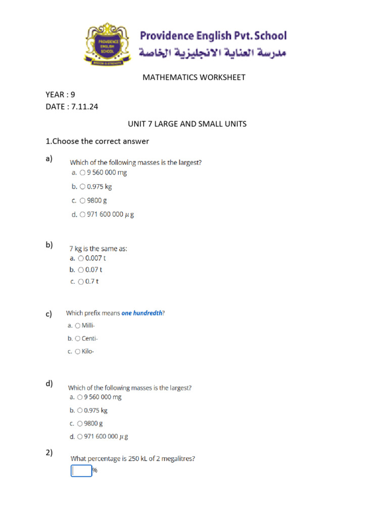 Yr 9 WS 9 Mathematics Worksheet | PDF