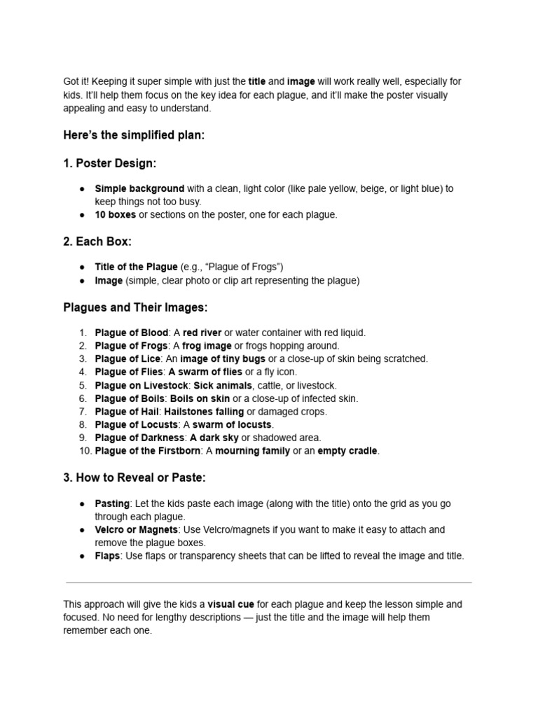 Simple Plague Poster Design for Kids | PDF